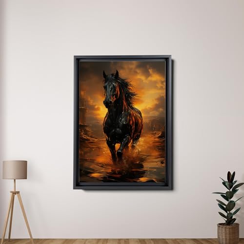 Majestic Black Stallion Galloping In The Clouds, Black Horse On Salt Flats, Canvas Print, Black Horse Print, Black Horse Wall Art, Wall Art, Wall Decor