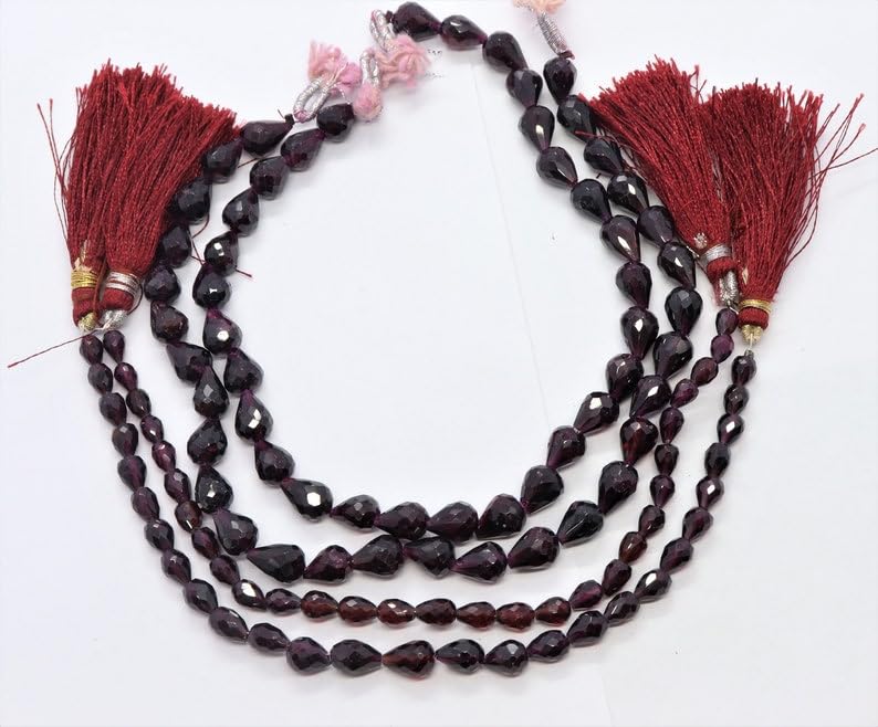 Natural Mozambique Garnet Drop facete Beads 7X9 mm 10 inch Long String Jewelry Making Gemstone Beads for Necklace Bracelet