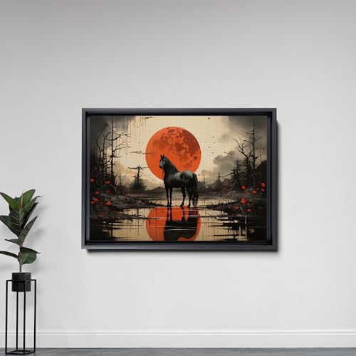 Majestic Black Stallion Galloping In The Clouds, Black Horse On Salt Flats, Canvas Print, Black Horse Print, Black Horse Wall Art