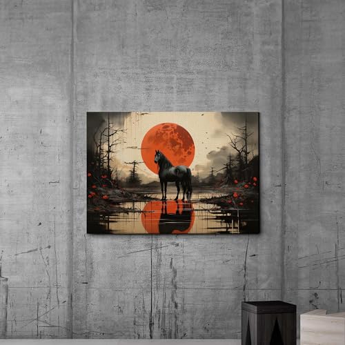 Majestic Black Stallion Galloping In The Clouds, Black Horse On Salt Flats, Canvas Print, Black Horse Print, Black Horse Wall Art