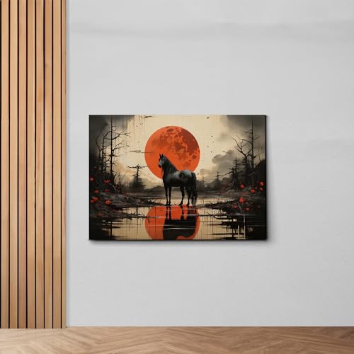 Majestic Black Stallion Galloping In The Clouds, Black Horse On Salt Flats, Canvas Print, Black Horse Print, Black Horse Wall Art