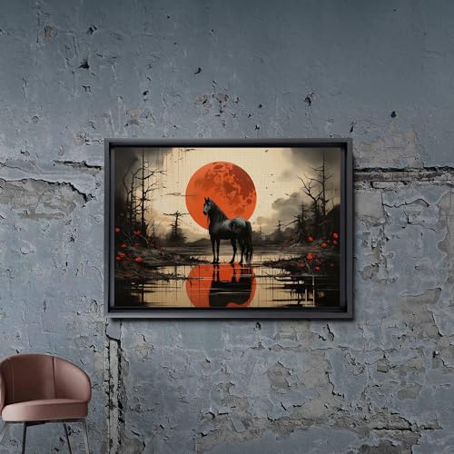Majestic Black Stallion Galloping In The Clouds, Black Horse On Salt Flats, Canvas Print, Black Horse Print, Black Horse Wall Art
