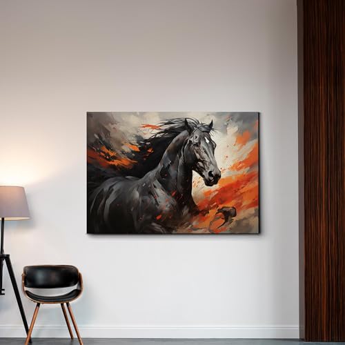 Majestic Black Stallion Galloping In The Clouds, Black Horse On Salt Flats, Canvas Print, Black Horse Print, Black Horse Wall Art