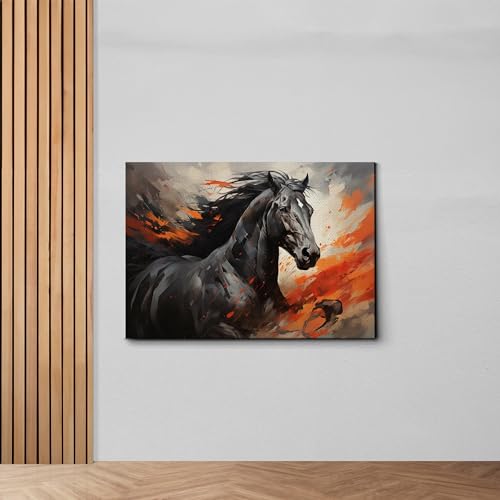 Majestic Black Stallion Galloping In The Clouds, Black Horse On Salt Flats, Canvas Print, Black Horse Print, Black Horse Wall Art