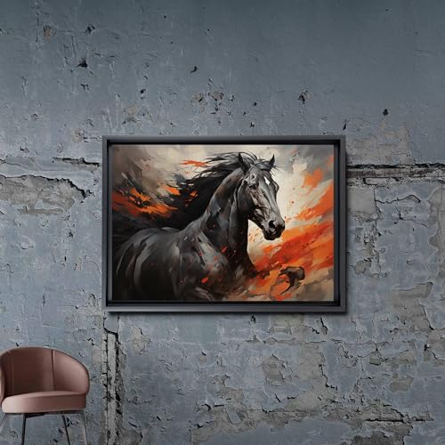 Majestic Black Stallion Galloping In The Clouds, Black Horse On Salt Flats, Canvas Print, Black Horse Print, Black Horse Wall Art