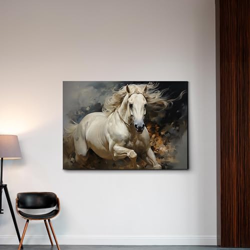 Majestic Black Stallion Galloping In The Clouds, Black Horse On Salt Flats, Canvas Print, Black Horse Print, Black Horse Wall Art
