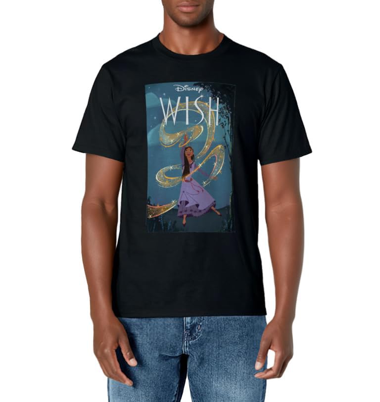 Disney Wish Asha Starry Swirl Rosas Night and Movie Logo T-Shirt