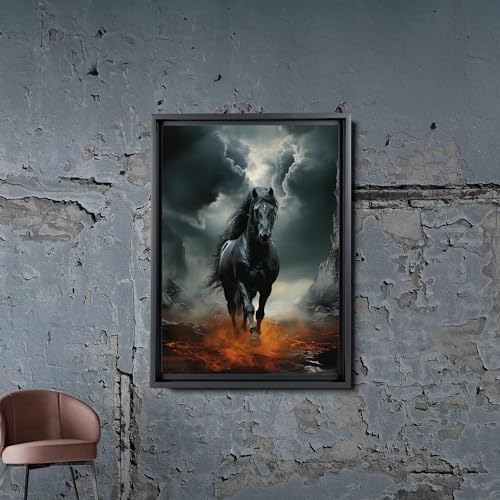 Majestic Black Stallion Galloping In The Clouds, Black Horse On Salt Flats, Canvas Print, Black Horse Print, Black Horse Wall Art, Canvas Prints, Wall Decor