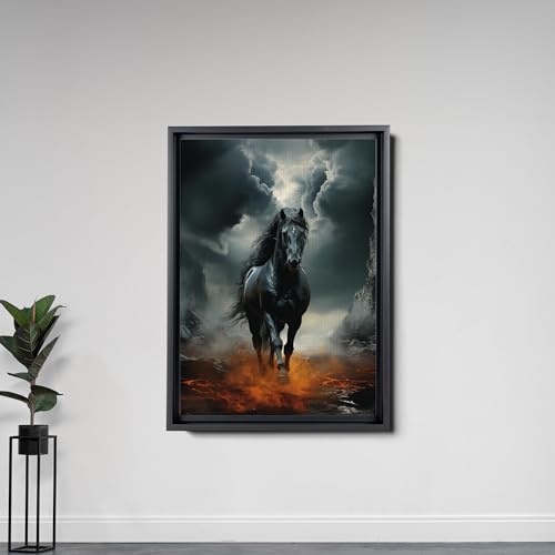 Majestic Black Stallion Galloping In The Clouds, Black Horse On Salt Flats, Canvas Print, Black Horse Print, Black Horse Wall Art, Canvas Prints, Wall Decor
