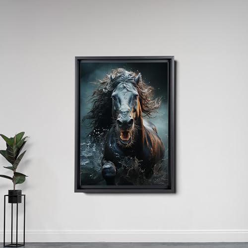 Majestic Black Stallion Galloping In The Clouds, Black Horse On Salt Flats, Canvas Print, Black Horse Print, Black Horse Wall Art, Decor Canvas, Wall Decor