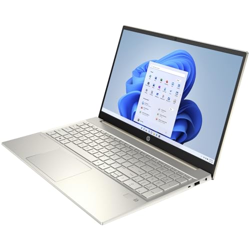 HP Pavilion 15 15.6" Touchscreen FHD Laptop Computer, 13th Gen Intel 10-Core i7-1355U, 64GB DDR4 RAM, 2TB PCIe SSD, WiFi 6, BT5.3, Backlit Keyboard, Fingerprint Reader, Warm Gold, Windows 11, Zivcul