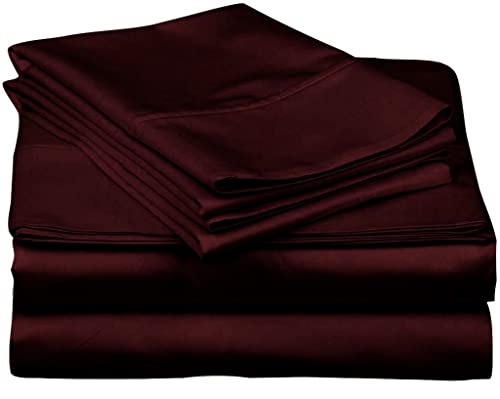 OnlineChoiceSheet 6 Piece Luxurious Sheet Set 100% Egyptian Cotton Wine Full Size 26 Inch Deep Pocket Bed Sheets 1000 Thread Count