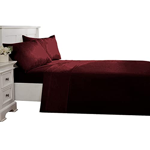 OnlineChoiceSheet 6 Piece Luxurious Sheet Set 100% Egyptian Cotton Wine Full Size 26 Inch Deep Pocket Bed Sheets 1000 Thread Count