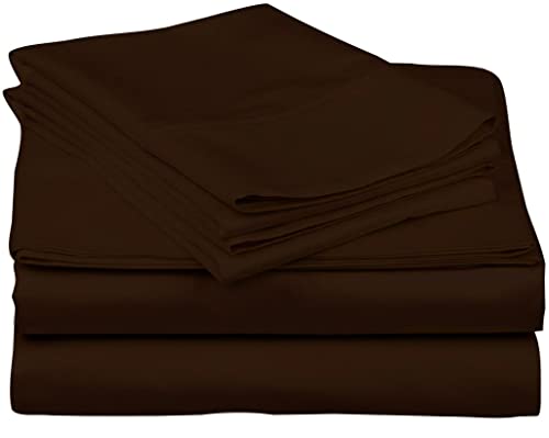 Kavy Beddings 6 Piece Bed Sheet Set Hotel Luxury Chocolate Full Size 28 Deep Pocket Bed Sheets 1000 Thread Count, 100% Egyptian Cotton