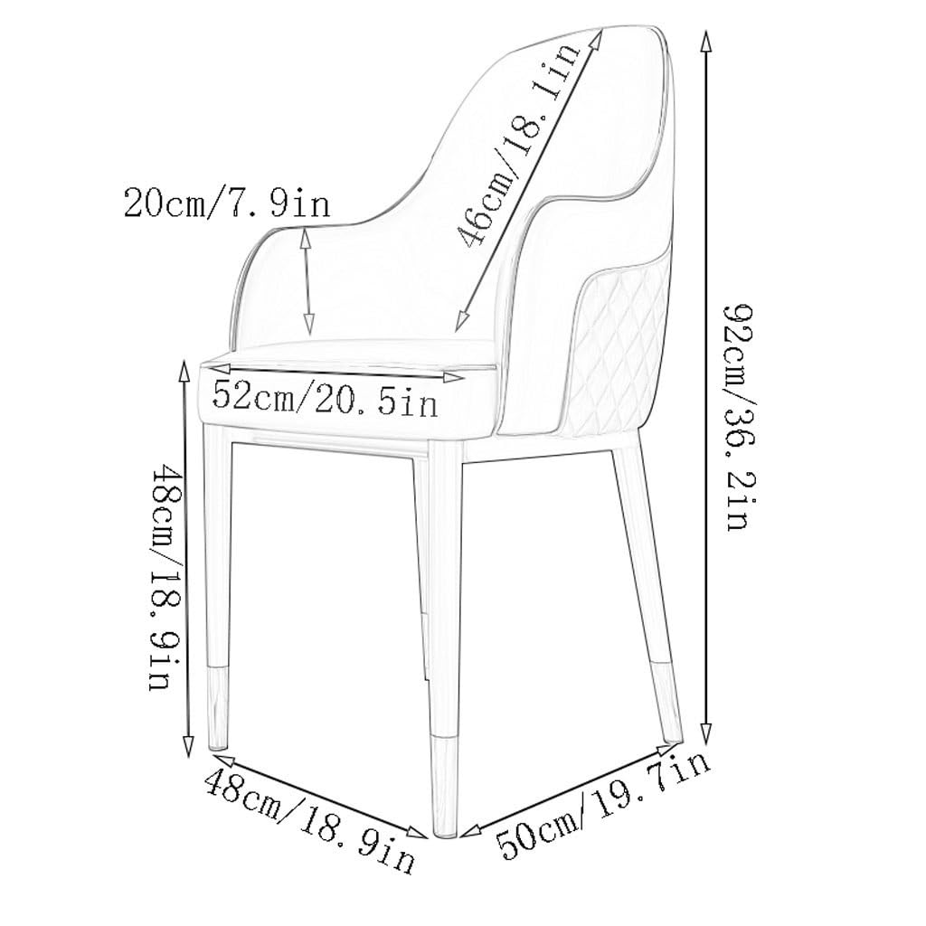 Modern Kitchen Dining Chairs PU Leather Living Room Accent Arm Chairs with Carbon Steel Metal Legs for Home Commercial Restaurants(Orange Coffee)