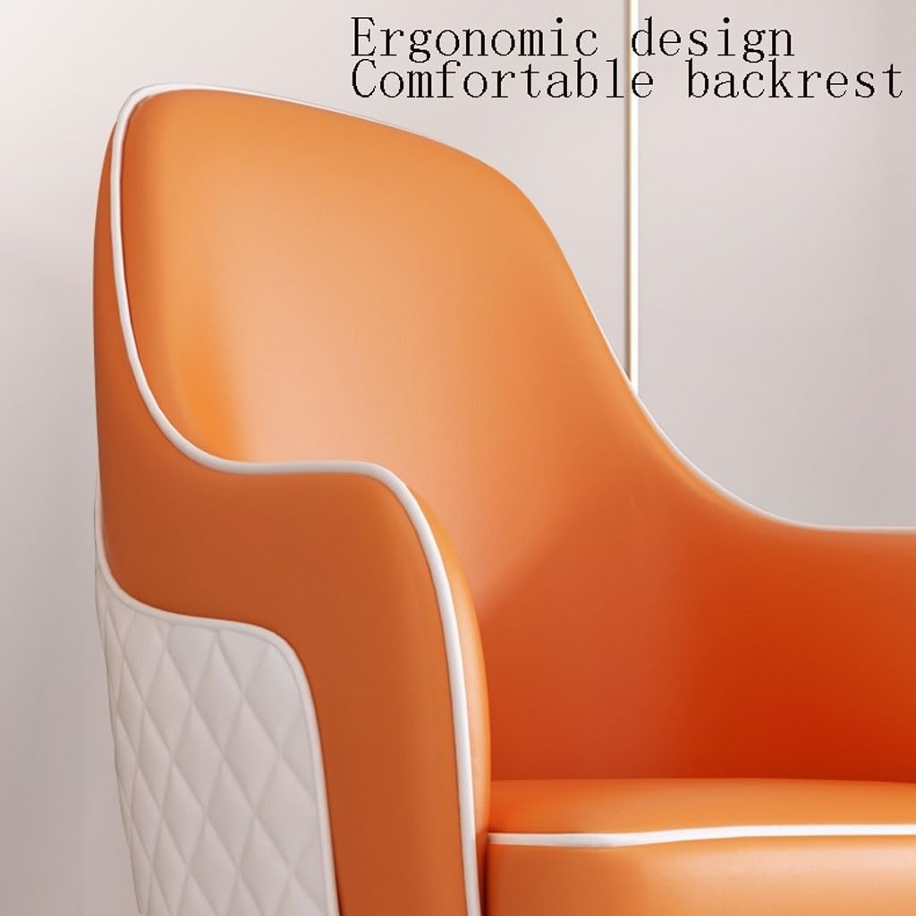 Modern Kitchen Dining Chairs PU Leather Living Room Accent Arm Chairs with Carbon Steel Metal Legs for Home Commercial Restaurants(Orange Coffee)