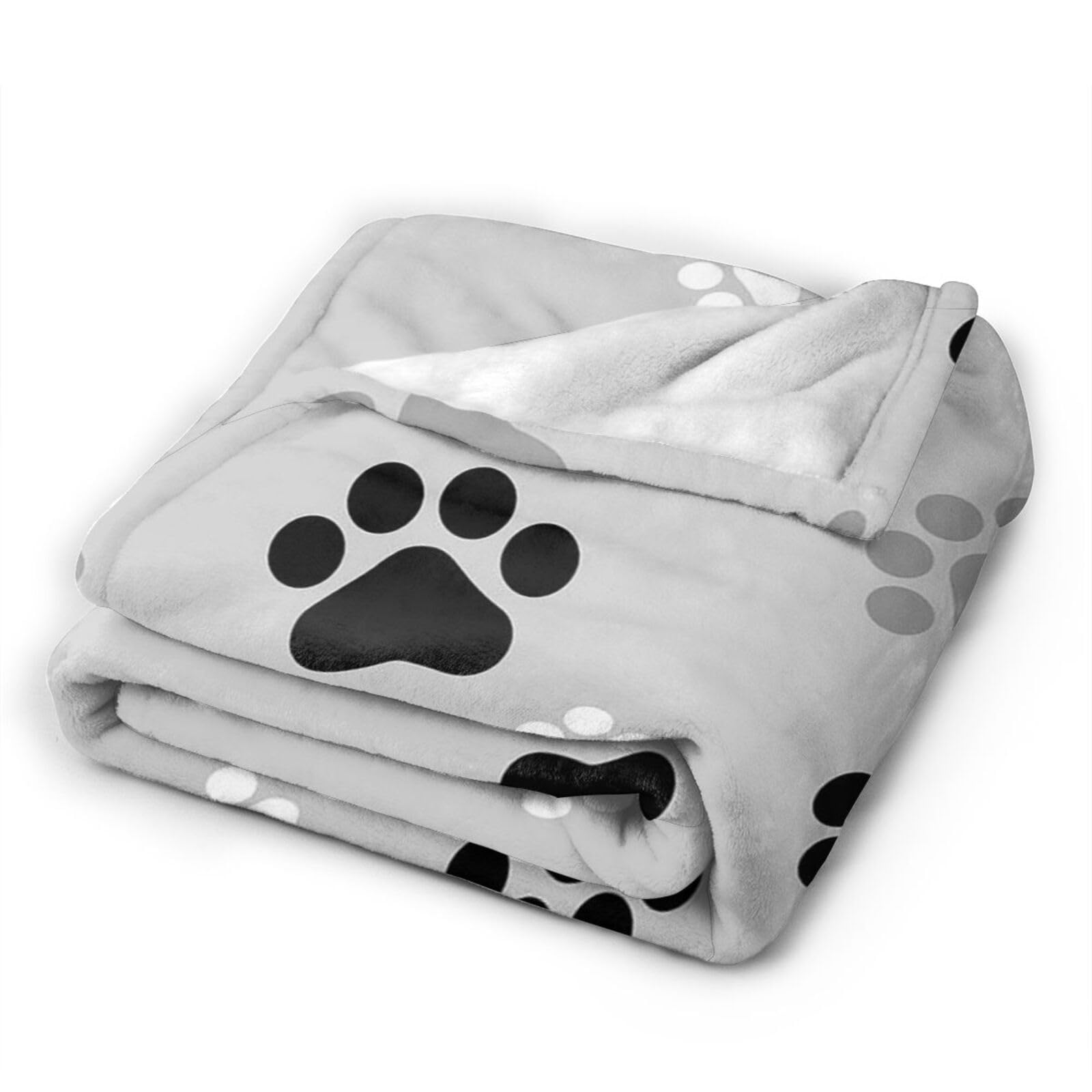 Pets Dog Paw Grey Blanket Soft Warm Lightweight Throw Blanket Cozy Plush Bed Blanket for Bedroom Living Rooms Sofa Couch Bed Gifts 50"X40"