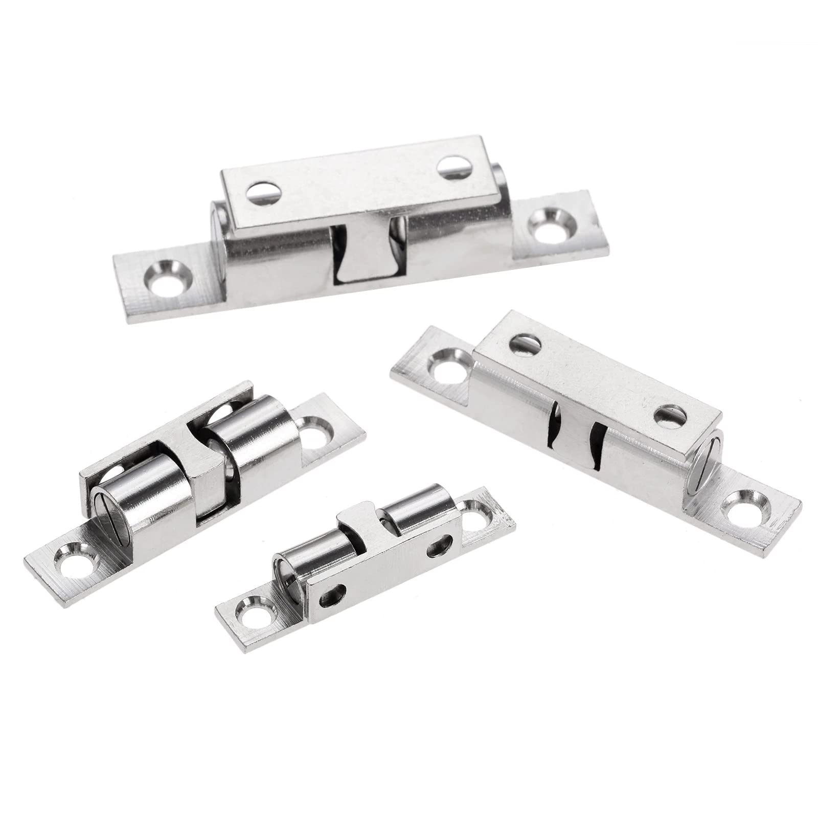 DDXPT 1Pc Silver 42/50/60/70mm Brass Touch Beads Lock Door Spring Clip Cabinet Door Catches Double Ball Catch Home Cupboard Door Latch (Size : L)