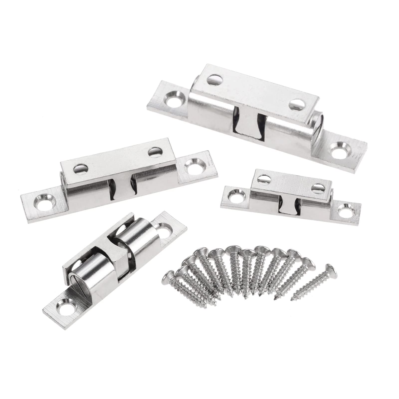 DDXPT 1Pc Silver 42/50/60/70mm Brass Touch Beads Lock Door Spring Clip Cabinet Door Catches Double Ball Catch Home Cupboard Door Latch (Size : L)