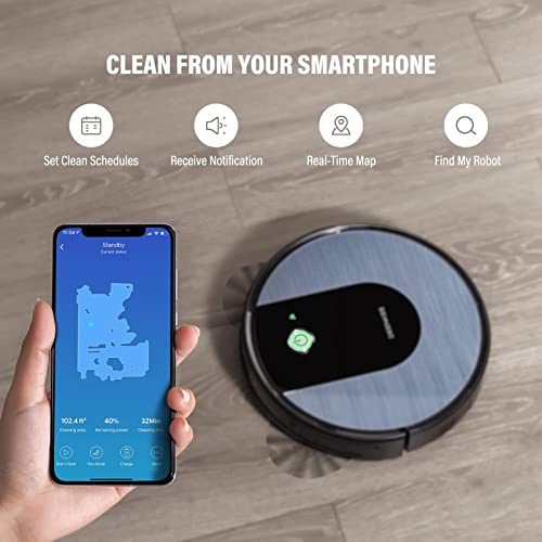 Deenkee Robot Vacuum, Wi-Fi/App/Alexa Robot Vacuum Cleaner,1600 Pa Suction and 120 Mins Runtime for Pet Hair, Hard Floors,Carpets (6 Cleaning Modes,Smart Navigation&Sensor,Self-Charging,Quiet &Slim)