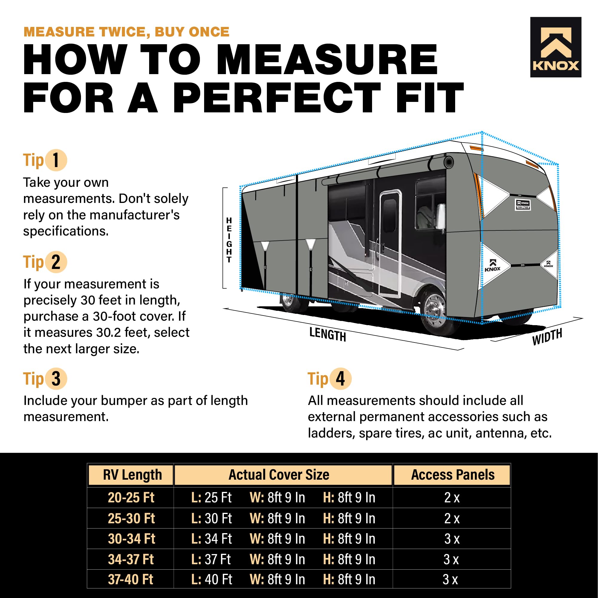 3rd Gen Motorhome RV Cover Class A, Anti-Tear 7 Layer APEX Fabric, Superior Class A Motorhome Cover, Camper RV Trailer Cover Includes Ladder Cover, Tire Covers, and Gutter Covers - Size 20-25 ft