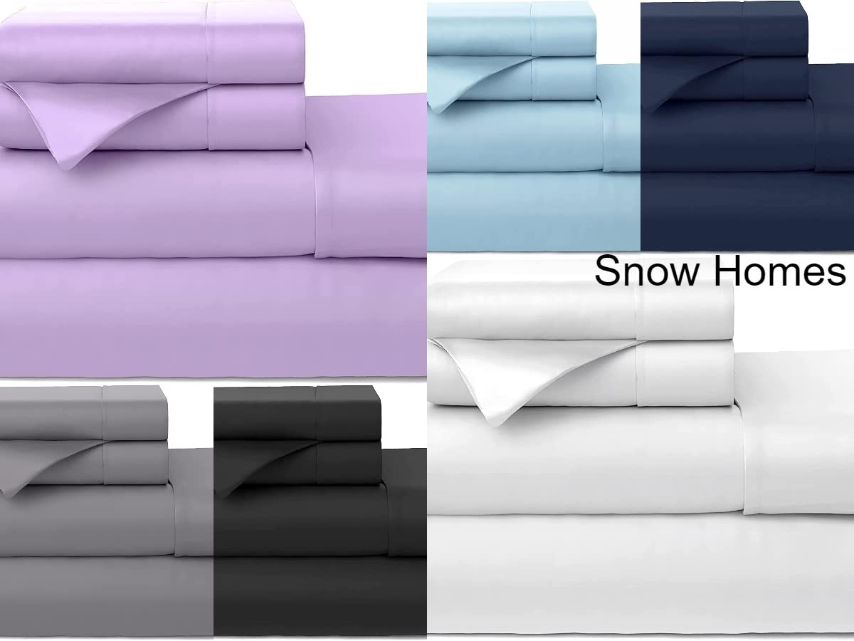 snowhomes 800 Thread Count-4Pcs Bed Sheet Set 100% Cotton Bedlinen Sheets Black Cal-King Sheets, Long-Staple Combed Cotton, Soft Sateen Weave Bedding Set, Fits Mattress Upto 18'' Deep Pockets