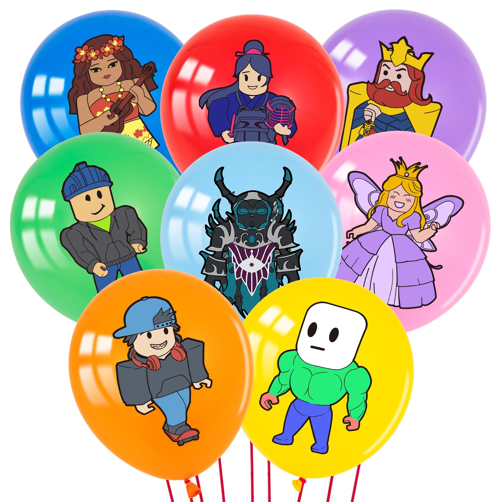 48pcs Game Theme 12in Latex Balloons, Video Game Theme Birthday Party Supplies Decorations for Boys Girls Teens Kids, 8 Unique Avatar Designs, Kauai Sun™
