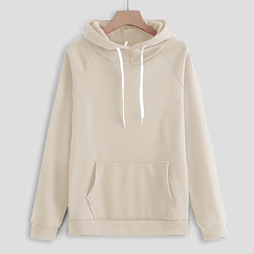 Women's 2023 Fall 2 Piece Outfits Long Sleeve Hooded Sweatshirt and Sweatpants Jogging Suits Sweat Loungewear Sets Men's Tracksuits High Waist Jogger Sweatpants Set A4-Beige, Medium
