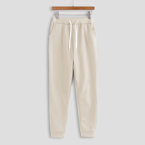 Women's 2023 Fall 2 Piece Outfits Long Sleeve Hooded Sweatshirt and Sweatpants Jogging Suits Sweat Loungewear Sets Men's Tracksuits High Waist Jogger Sweatpants Set A4-Beige, Medium