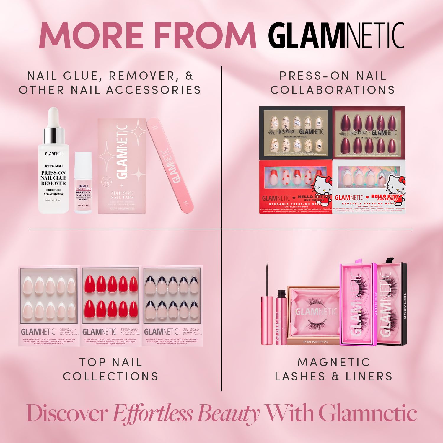 Glamnetic Press On Nails - Red Affair | Short Almond Red Glitter French Tip Nails with a Glossy Finish | 15 Sizes - 30 Nail Kit with Glue
