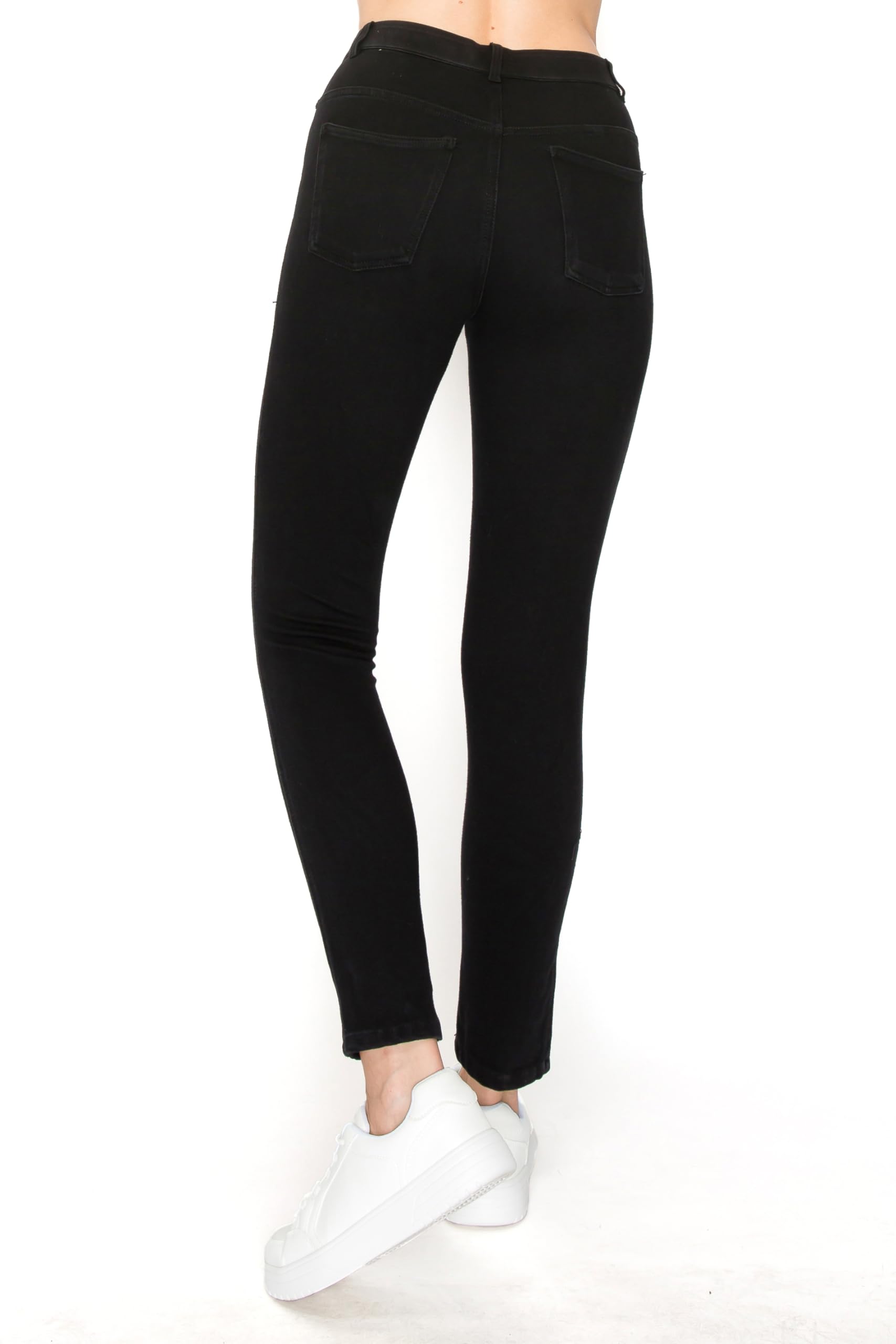 Women's Stretch Pull-on Skinny Denim Look Jean Leggings, Full Length, Faded Black, Large