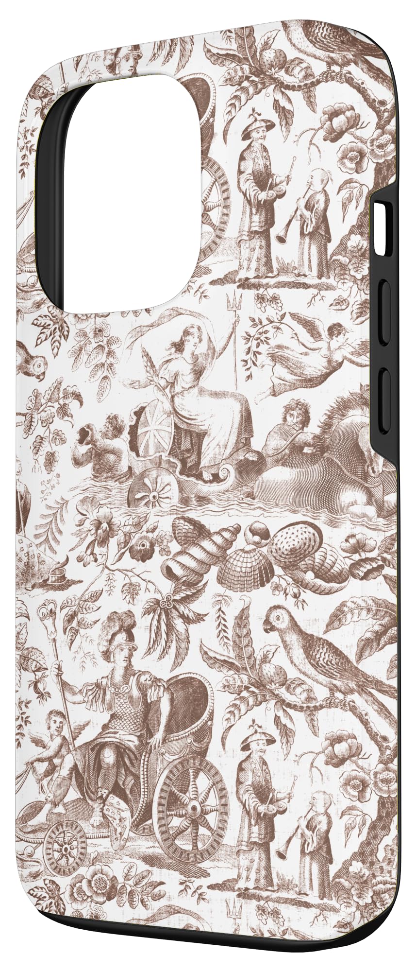 iPhone 13 Pro French Brown Toile Chinoiserie with Birds, Angels Case