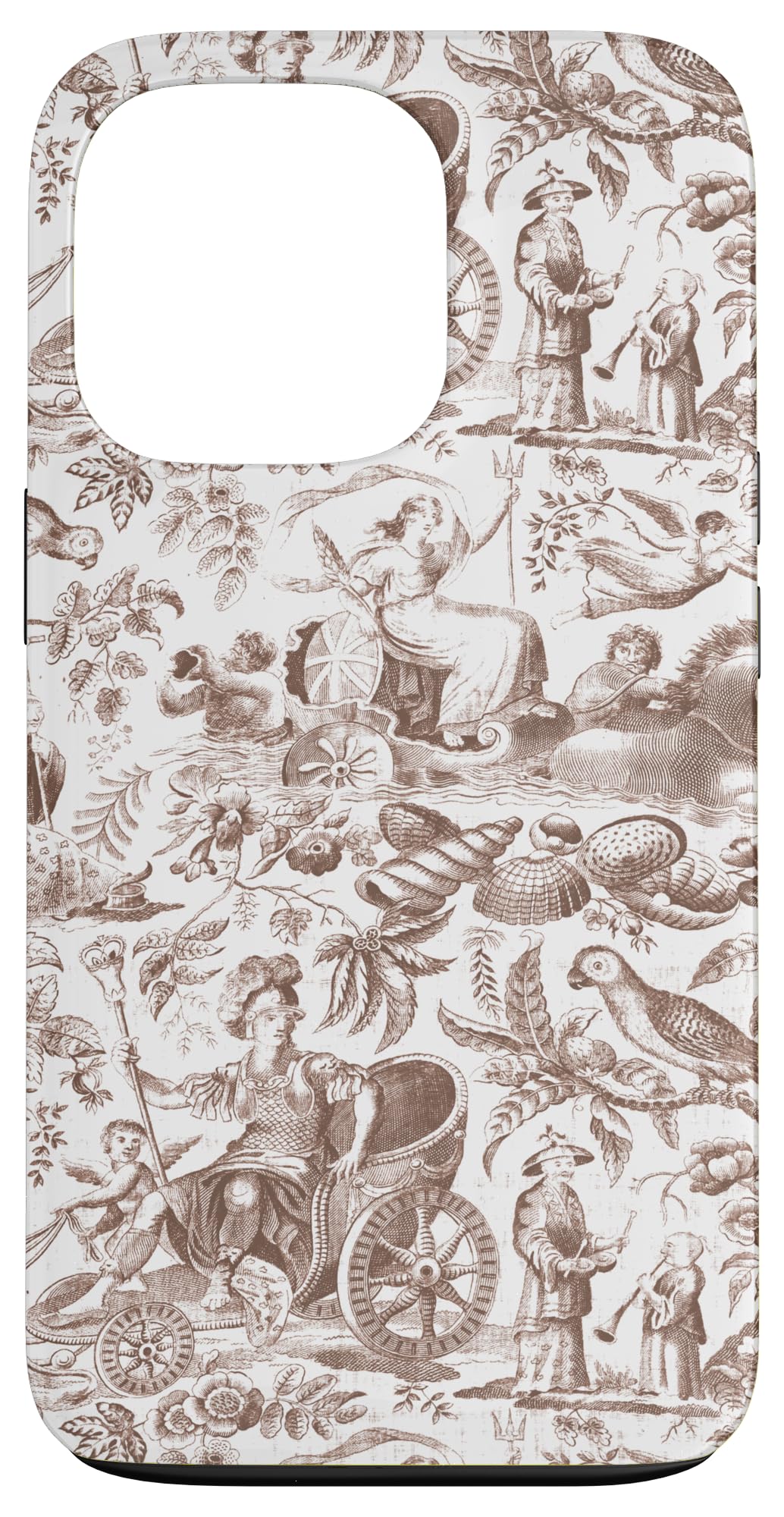 iPhone 13 Pro French Brown Toile Chinoiserie with Birds, Angels Case