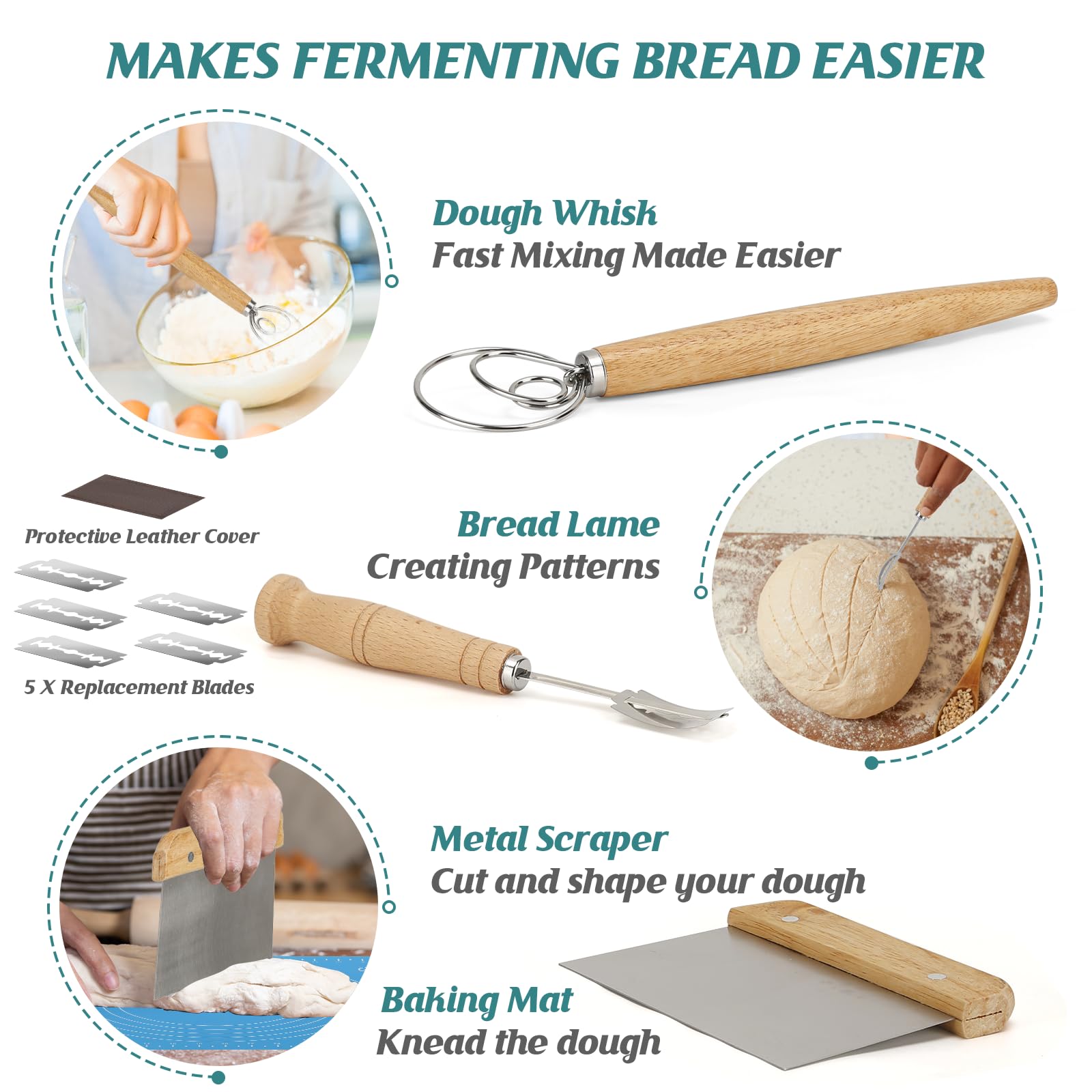 Banneton Bread Proofing Basket Set of 2,Sourdough Starter Kit,9" Round & 10" Oval,Sourdough Proofing Basket for Bread Making Kit,Bread Making Tools and Supplies,Gift for Bakers (9'' ROUND & ROUND)