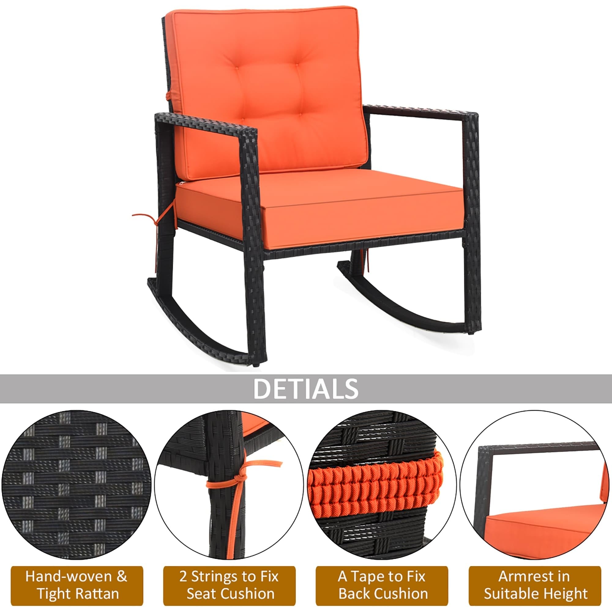 Bed Bath & Beyond Patio Rocking Chair Outdoor Glider Rattan Rocker Chair Turquoise