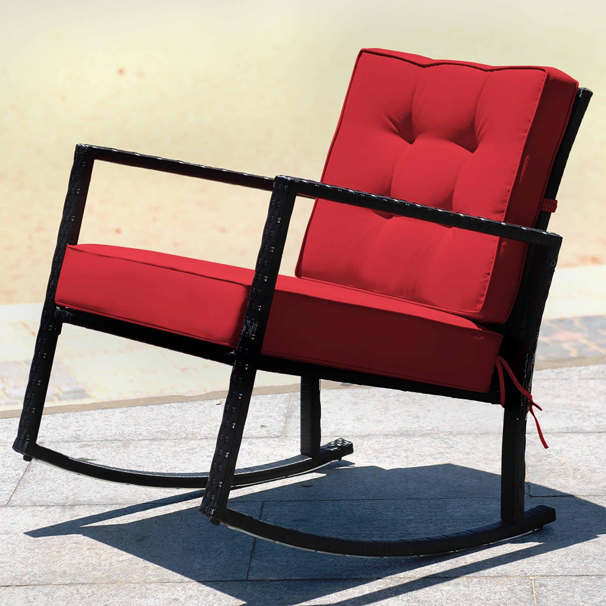 Bed Bath & Beyond Patio Rocking Chair Outdoor Glider Rattan Rocker Chair Turquoise