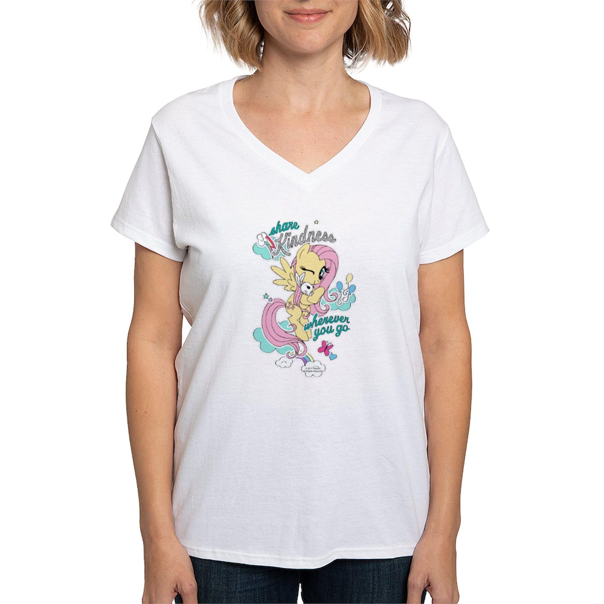 CafePress MLP Fluttershy Kindness T Shirt Womens Cotton V-Neck T-Shirt White