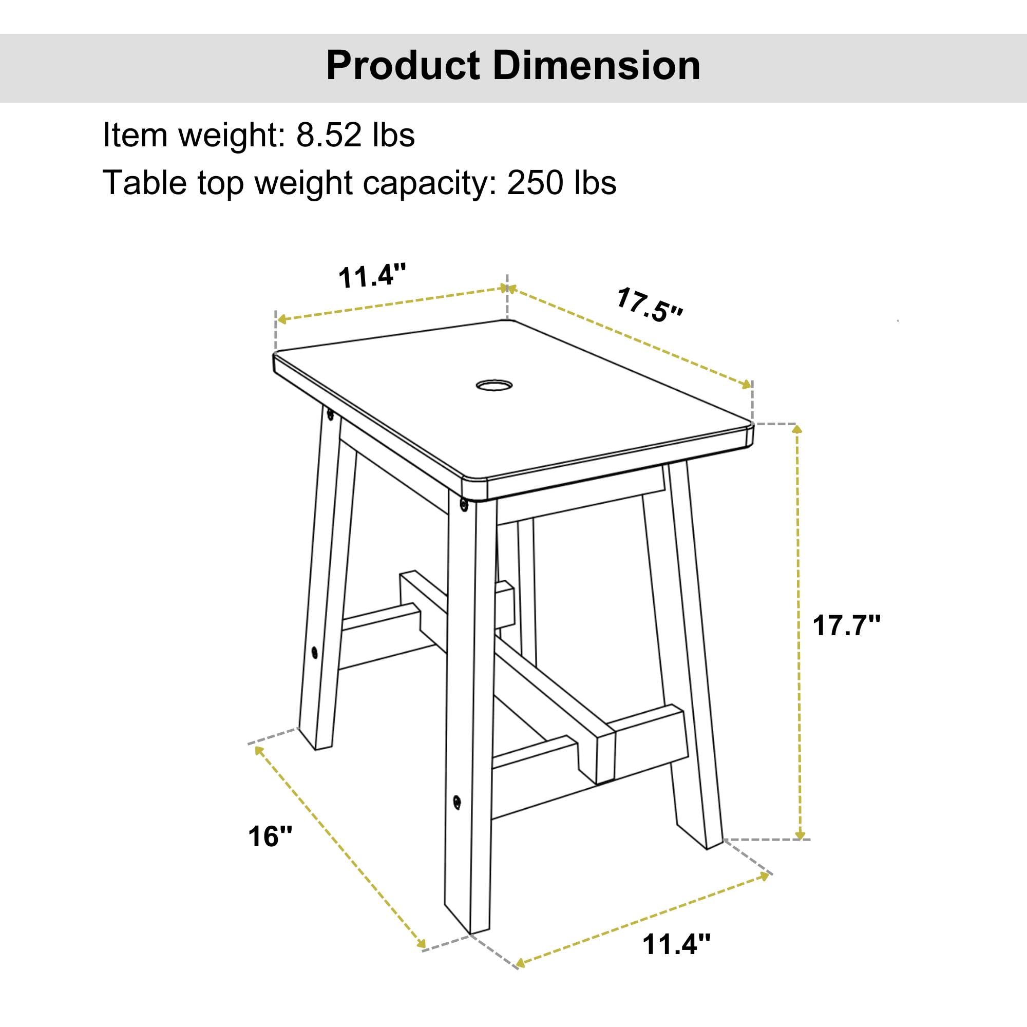 Dolonm Acacia Wood Stool Rectangle Small End Table, for Living Room Sofa Stool, Bedroom Makeup Stool, Bathroom Stool Wood 17.7" D x 11.4" W x 17.5" H, Natural