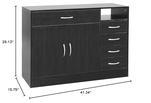 Black Bathroom Cabinet Bathroom Organizer Countertop Cabinet Organizer, Kitchen Cabinet Pantry Organizers and Storage Accent Buffet Sideboard for Living Room and Kitchen 41.34"L x 15.75"W x 29.13"H