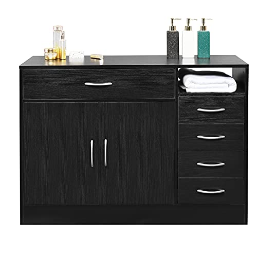Black Bathroom Cabinet Bathroom Organizer Countertop Cabinet Organizer, Kitchen Cabinet Pantry Organizers and Storage Accent Buffet Sideboard for Living Room and Kitchen 41.34"L x 15.75"W x 29.13"H