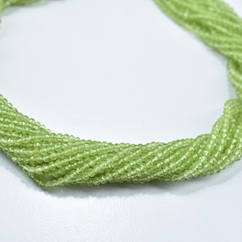 Natural Peridot roundella Faceted Beads 2.5mm 13 inch Long String Jewelry Making Gemstone Beads for Necklace Bracelet