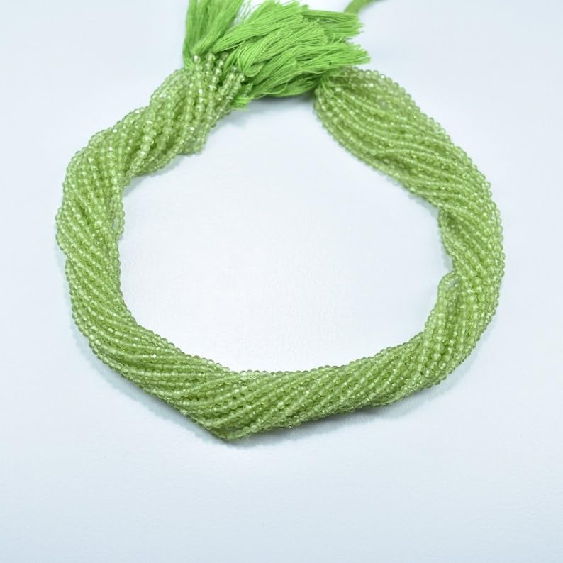 Natural Peridot roundella Faceted Beads 2.5mm 13 inch Long String Jewelry Making Gemstone Beads for Necklace Bracelet