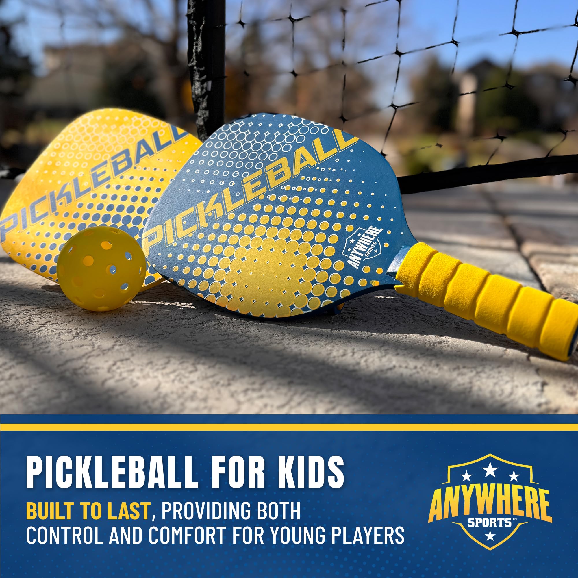 Ultimate Youth Pickleball Set with Net, Paddles, and Balls - Start Playing Pickleball Today with This Complete Junior Kit for Boys and Girls Ages 5 to 12