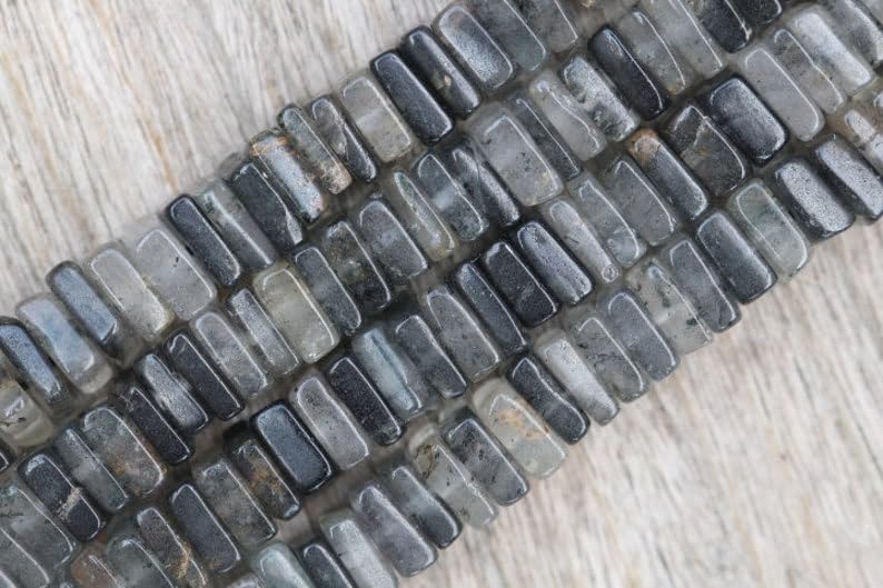Natural Black ROUTILE Quartz heishi Faceted Beads 4 MM - 5 MM 8 inch Long String Jewelry Making Gemstone Beads for Necklace Bracelet