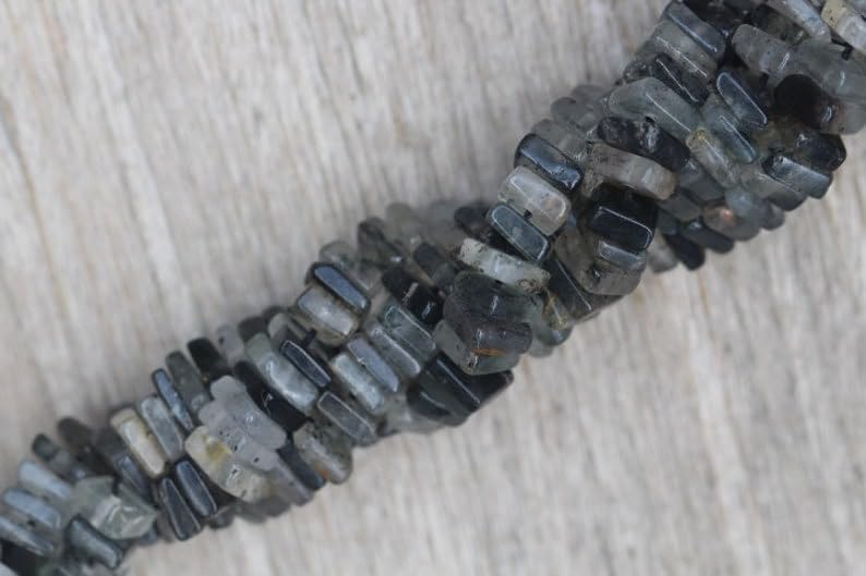 Natural Black ROUTILE Quartz heishi Faceted Beads 4 MM - 5 MM 8 inch Long String Jewelry Making Gemstone Beads for Necklace Bracelet