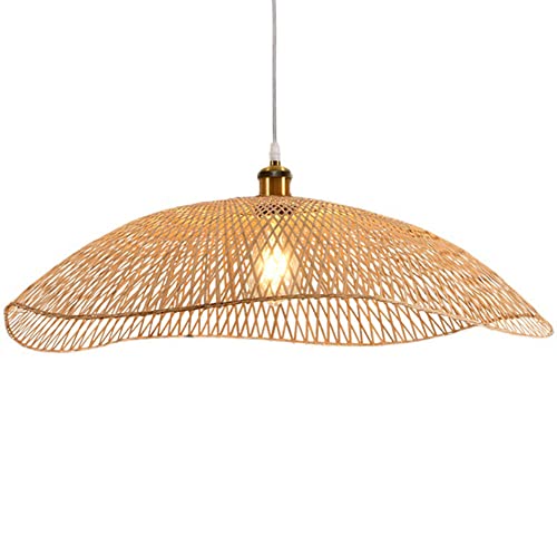 PARREN Bamboo Basket Pendant Lights, Japanese Style Lamp Shade Rattan Cage Beige Wicker Woven Ceiling Hanging Lamps Boho Natural Bamboo Dining Room Lighting Fixture for Kitchen Island Bedroom Living R