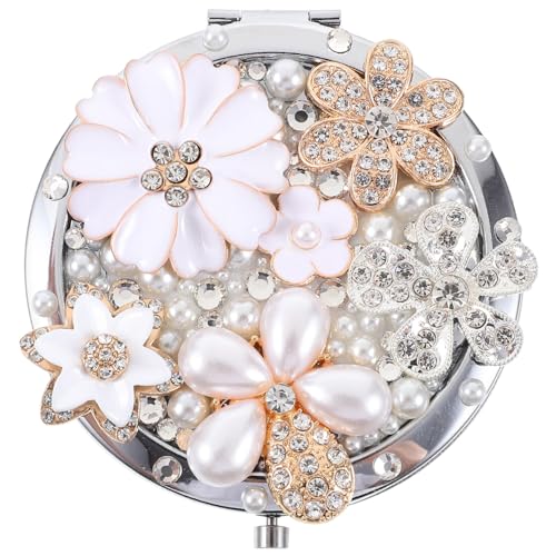 minkissy 2 Pcs Folding Vanity Mirror Wallets for Girls Purse for Flower Mirror Travel Make up Mirror Portable Vanity Mirror Portable Compact Mirror Diamond Trimming Miss Aluminum Mirror