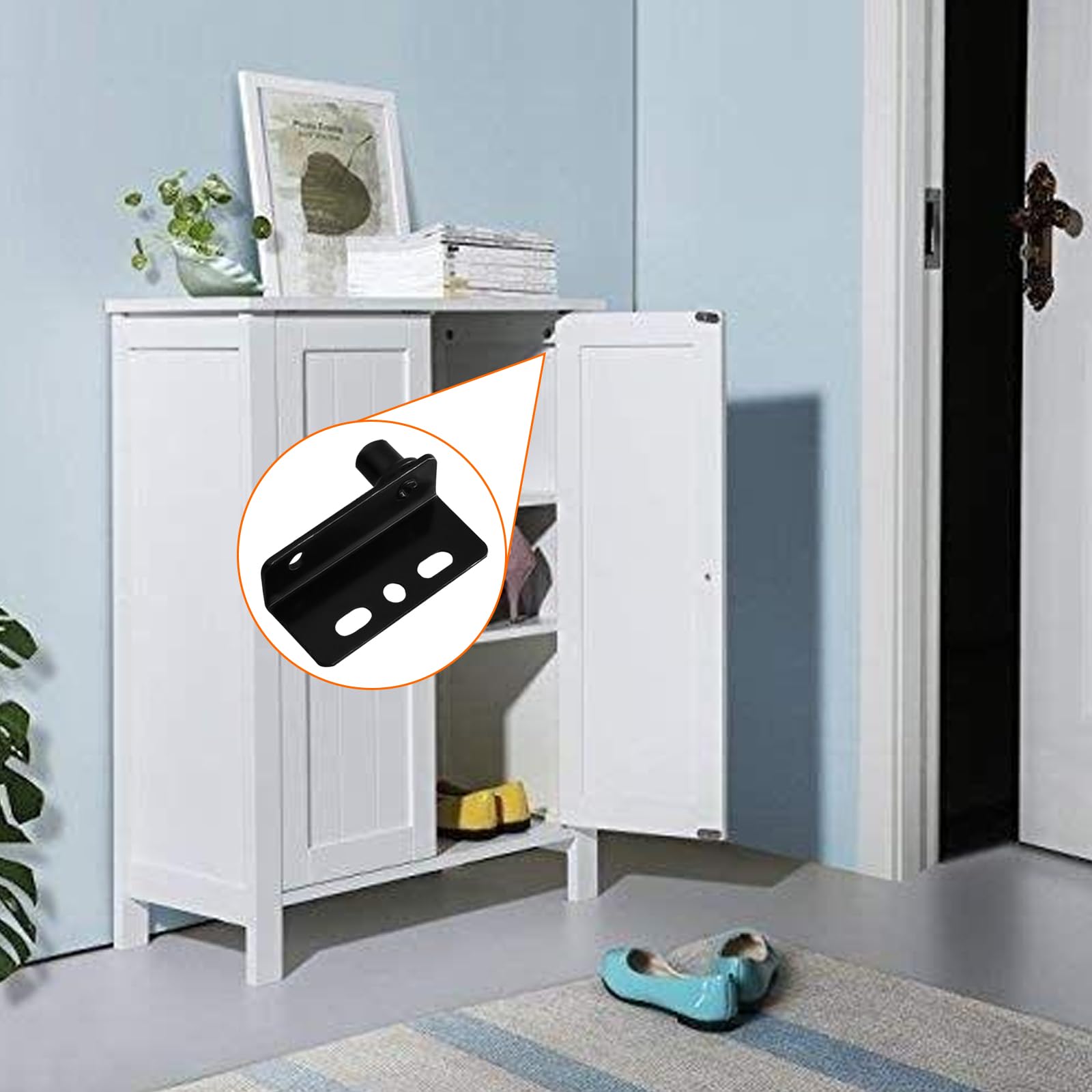 Door Pivot Hinges Heavy Duty Concealed Hinges with Bushing for Wood Doors, Drawers, Furniture Cabinets, Wardrobe, Showcase (Black)