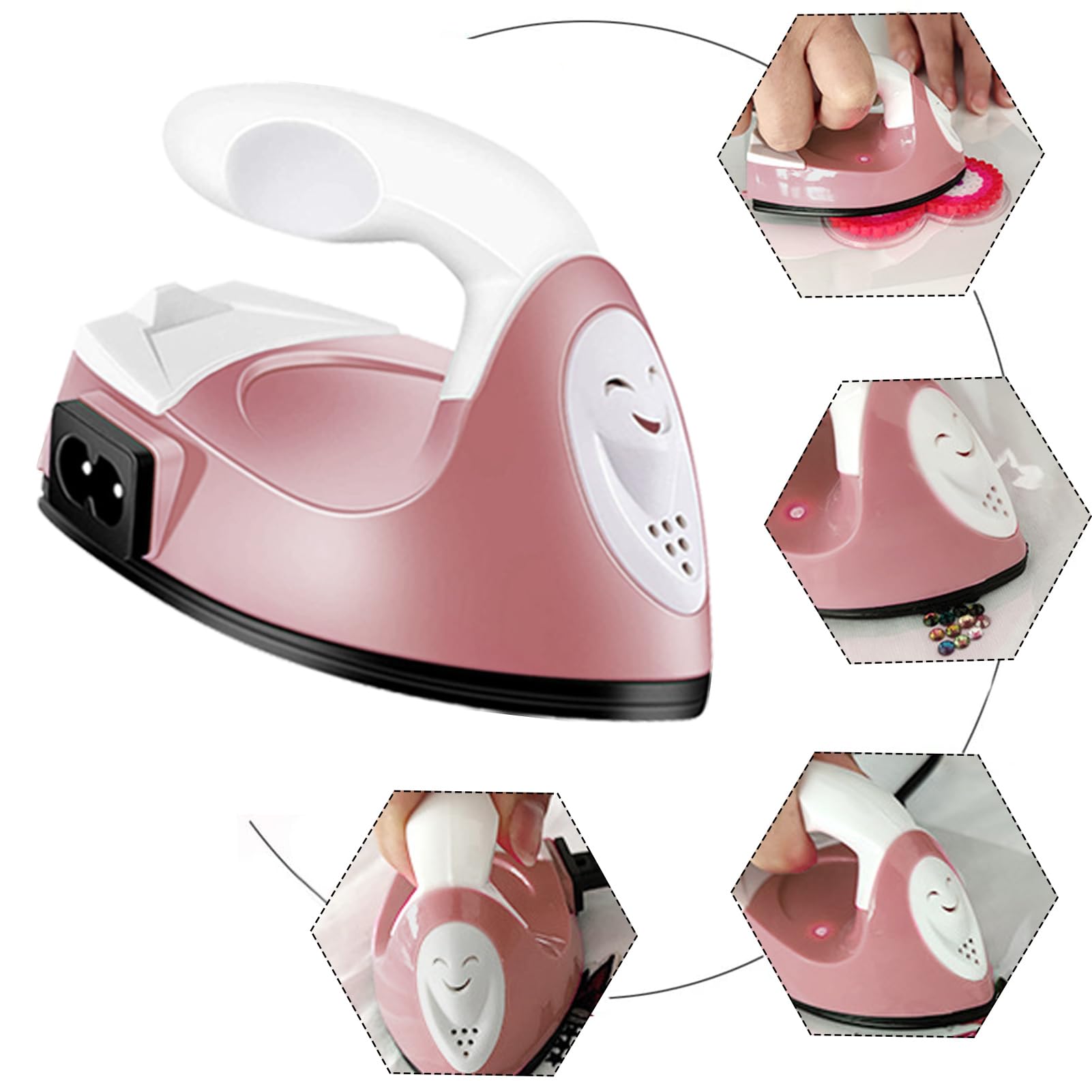 Mini Craft Iron Mini Iron Press,Mini Heat Press Machine for T Shirts Shoes and Hats Small Heat Transfer Vinyl Projects,Portable Travel Irons Mini Heat Press Crafting Craft Clothes (Fruit Pink)