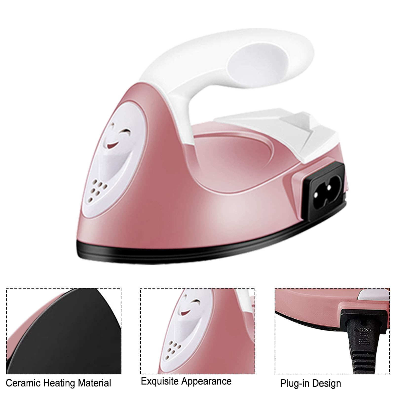 Mini Craft Iron Mini Iron Press,Mini Heat Press Machine for T Shirts Shoes and Hats Small Heat Transfer Vinyl Projects,Portable Travel Irons Mini Heat Press Crafting Craft Clothes (Fruit Pink)
